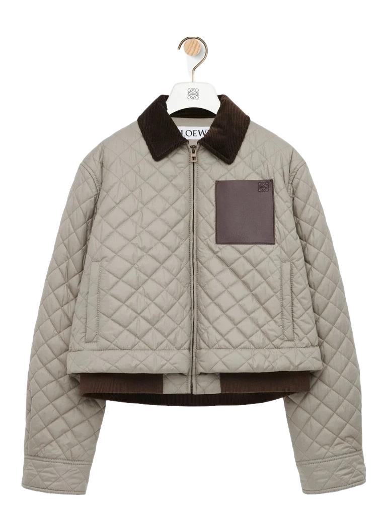 LOEWE Loewe Quilted Zip-Up Jacket with Contrasting Rib Knit Hem